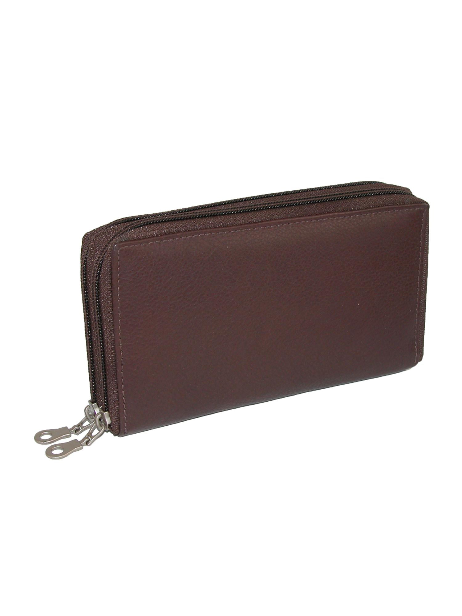 Paul & Taylor Leather Double Zippered Checkbook Cover Wallet - Walmart.com
