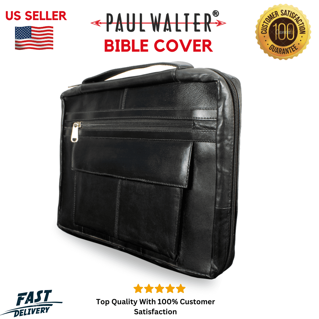 Paul Walter Genuine Leather Religious Bible Book Cover with Handle ...