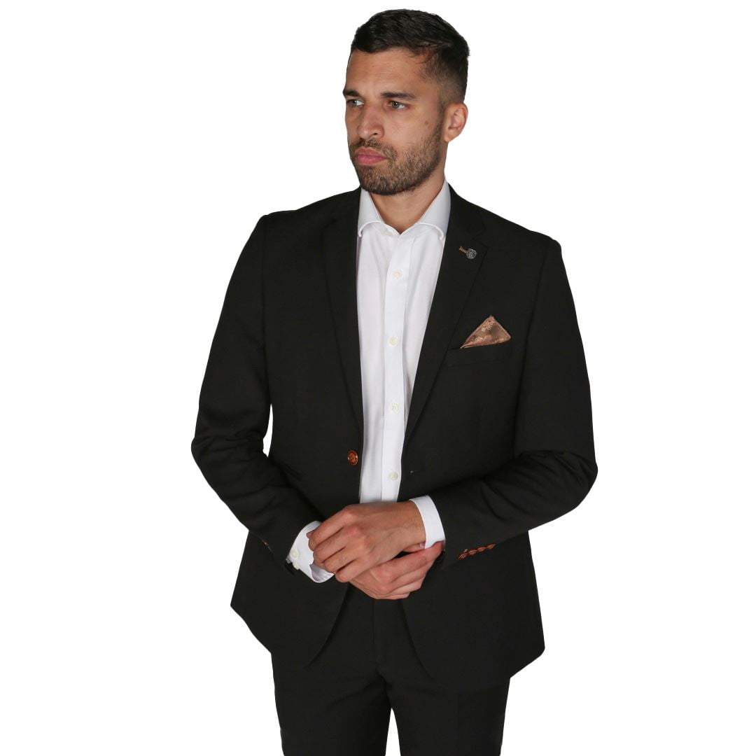 Paul andrew Mayfair- Men's Black Blazer With Brown Buttons - Walmart.com