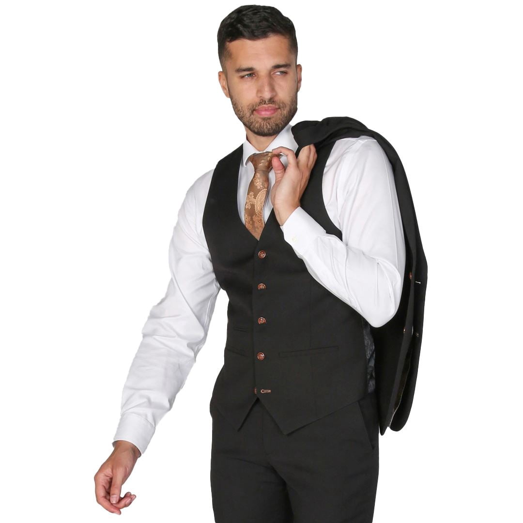 Paul andrew Mayfair- Men's Black Waistcoat Wedding Attire - Walmart.com