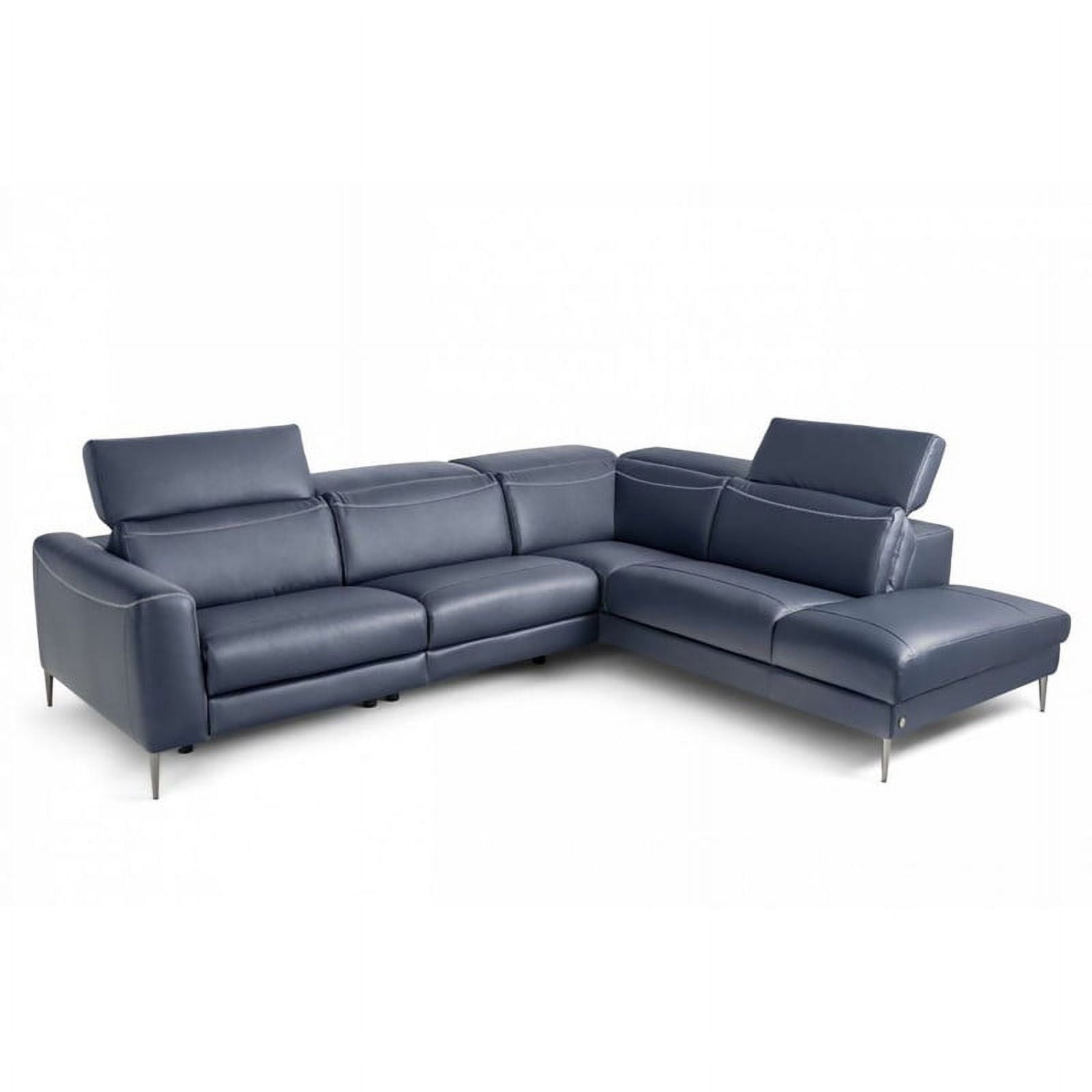 Pauline Modern Leather Sectional Sofa, Blue, Left Hand Facing Chaise ...