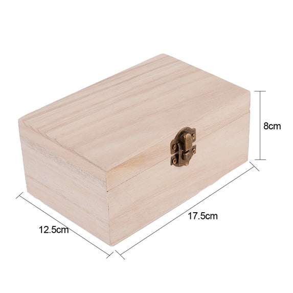 For Paulownia Wood Square Storage Box with Hinged Lid, Unfinished ...