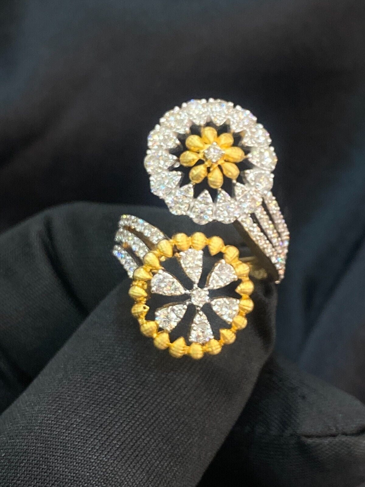 Pave 1.92 Cts Round Brilliant Cut Natural Diamonds Cocktail Party Ring ...