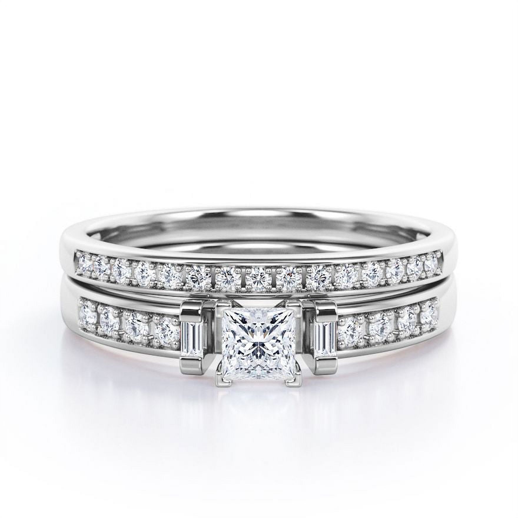 Princess-Cut Channel-Set Diamond and Ruby Ring Band 14k White Gold ...