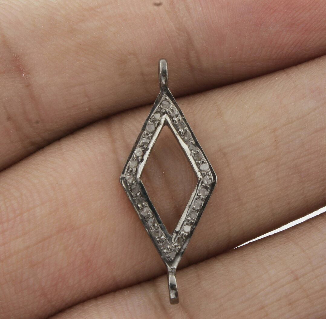 Pave Diamond Double Bail Connector 925 Silver Diamond Charm Jewelry ...