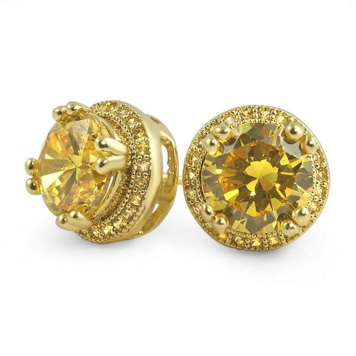 Pave Ice Border Gold CZ Solitaire Bling Bling Earrings - Walmart.com