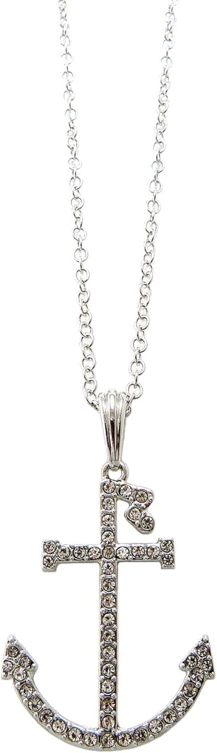 Pave R Navy Anchor Celebrity Fans' 3mm 18" Link Chain Necklace in ...