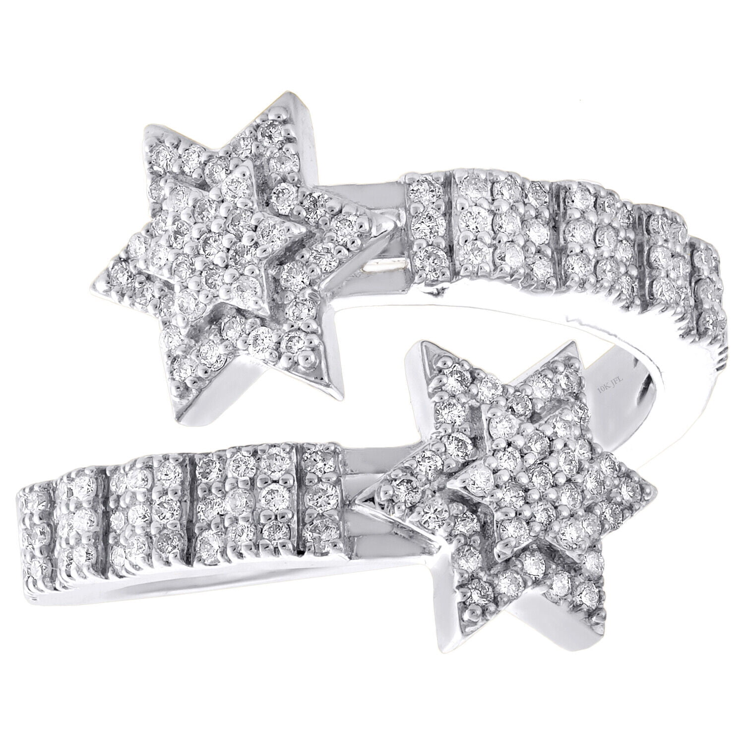 Pave Set Bypass Diamond Engagement Ring, Open Cuff Diamond Wedding Band ...