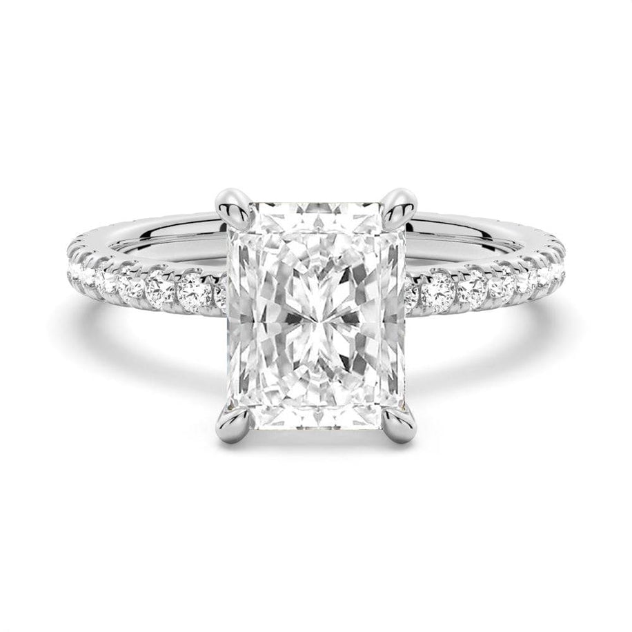 Pave Set Full Eternity Wedding Ring, Radiant Cut Diamond Engagement ...