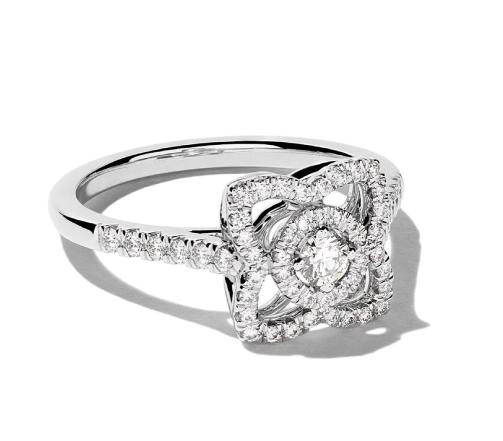 Pave Set Halo Floral Wedding Ring, 2 Ct Round Brilliant Cut Simulated ...
