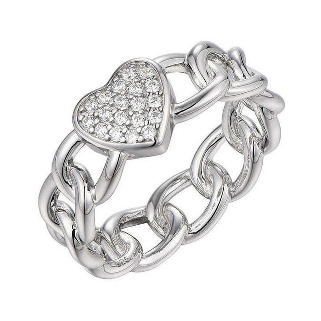 Pave Set Heart Chain Engagement Ring For Her Gift 1.8 Ct Diamond 14K ...