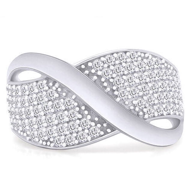 Pave Set Infinity Style Diamond Ring 1.7 Ct Simulated Diamond 14K White ...