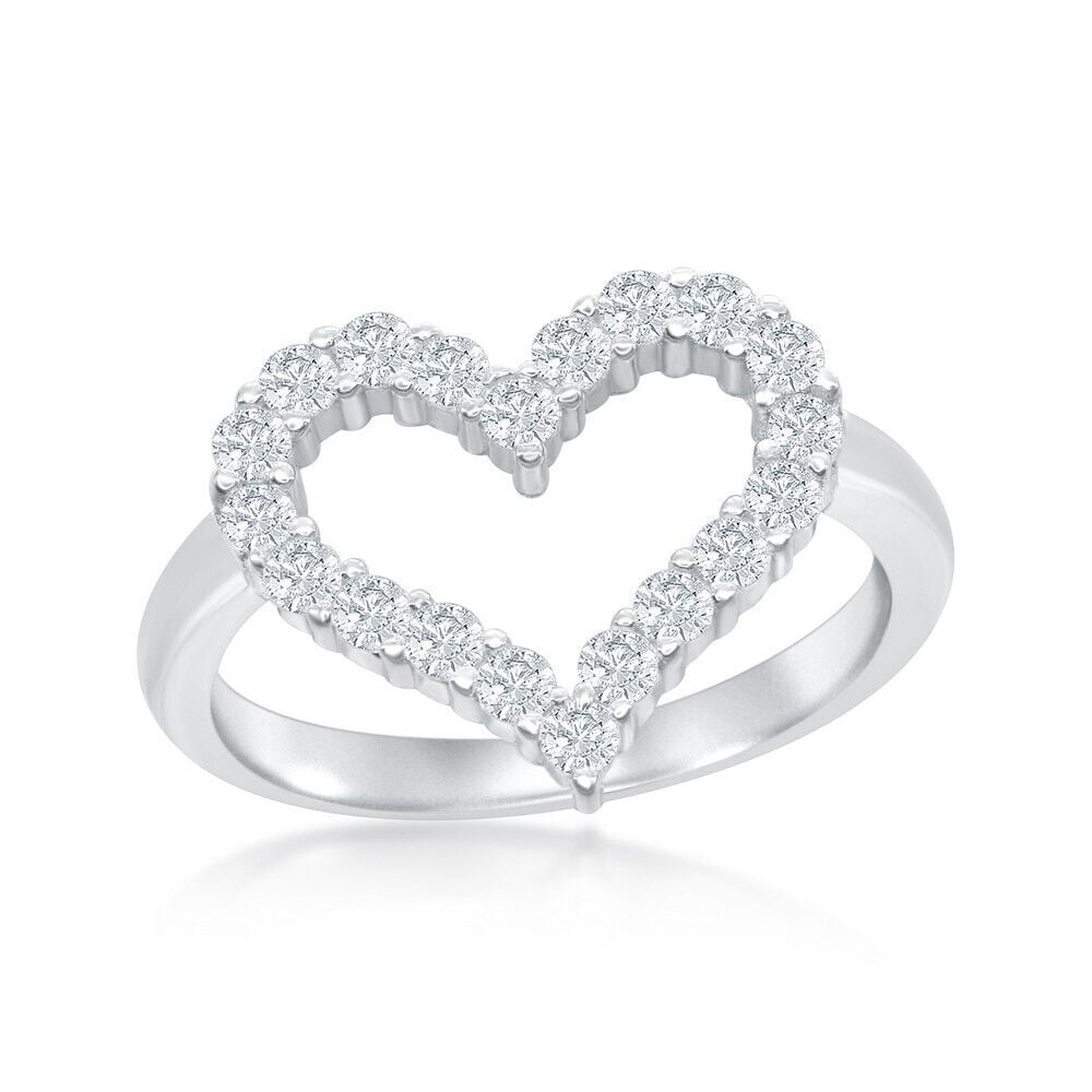Pave Set Open Heart Forever Promise Ring 1.9 Ct Diamond 14K White Gold ...