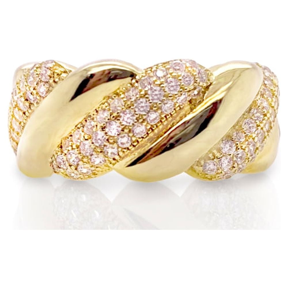 Pave Set Twists Wedding Band Eternity Style 14K Yellow Gold Rhodium ...