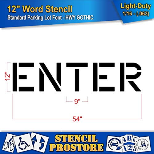 Pavement Marking Stencils - 12 inch Enter Stencil - 12" x 53" x 1/16 ...