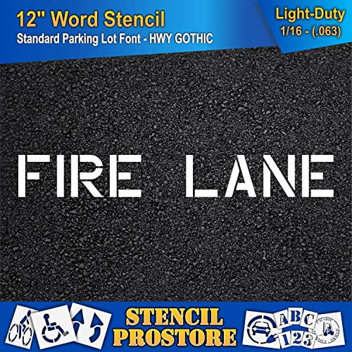 Pavement Marking Stencils - 12 inch FIRE Lane Stencil - 12" x 90" x 1/ ...