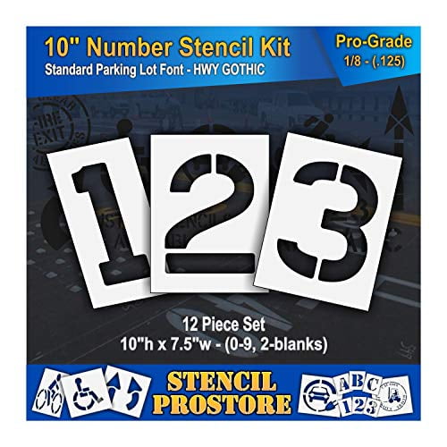Pavement Stencils - 10 inch Number KIT Stencil Set - (12 Piece) - 10" x ...