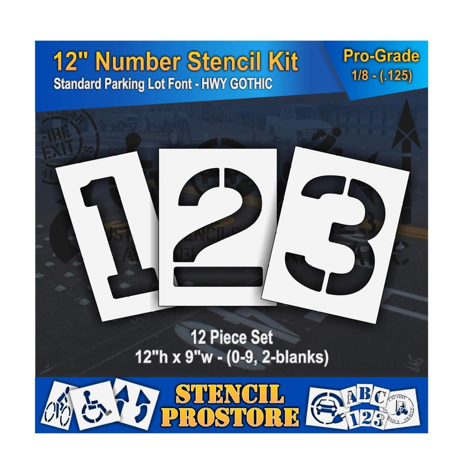 Pavement Stencils - 12 inch Number KIT Stencil Set - (12 Piece) - 12" x ...