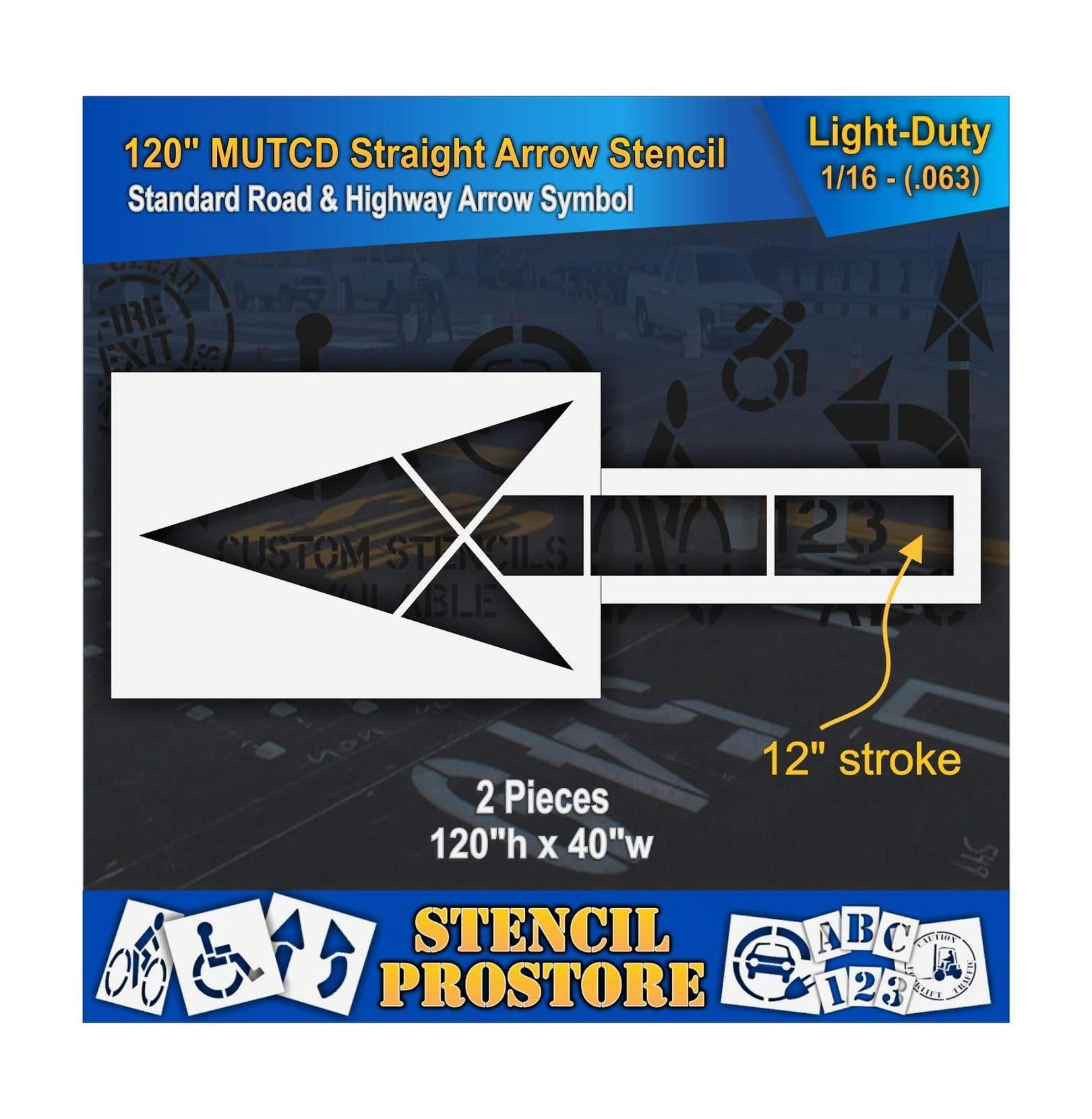 Pavement Stencils - 120 inch - Straight Arrow Stencil for MUTCD, FHWA ...