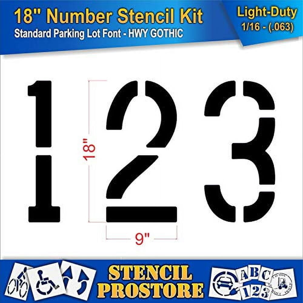 Pavement Stencils - 18 inch Number KIT Stencil Set - (12 Piece) - 18" x ...