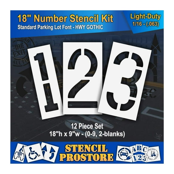 Pavement Stencils - 18 inch Number KIT Stencil Set - (12 Piece) - 18" x ...