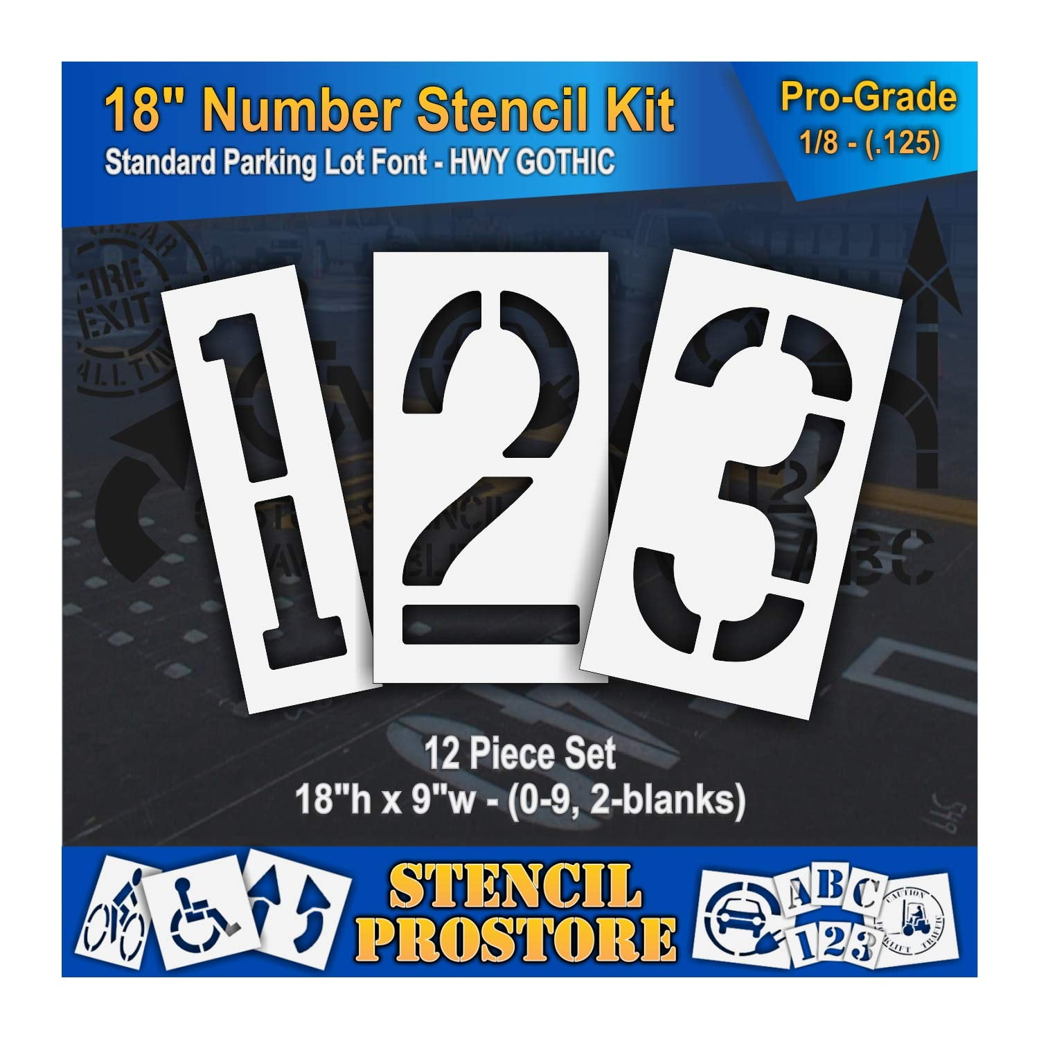 Pavement Stencils - 18 inch Number KIT Stencil Set - (12 Piece) - 18" x ...