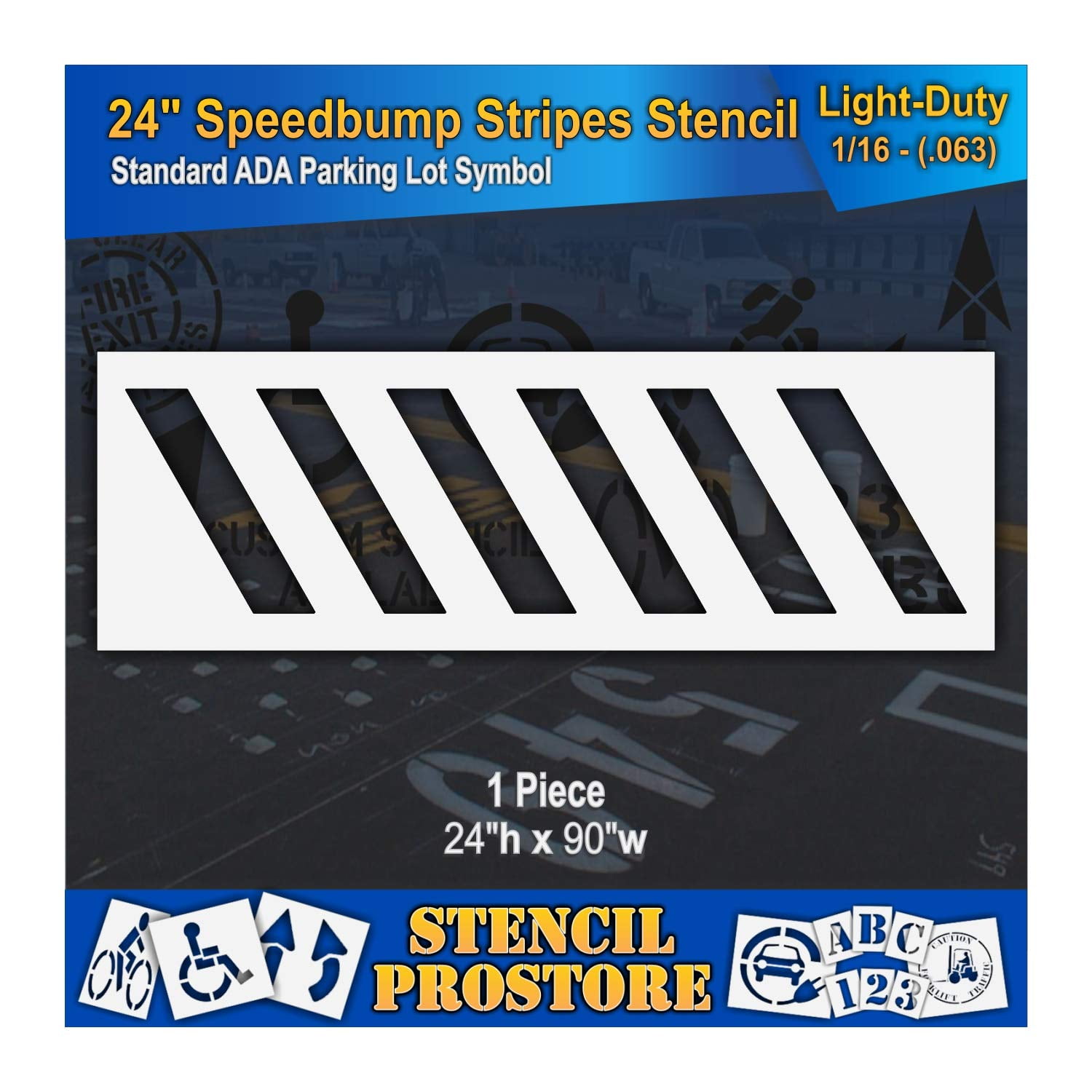 Pavement Stencils - 24 in - Speed Bump Lines Stencil - 24'' x 90'' x 1/ ...