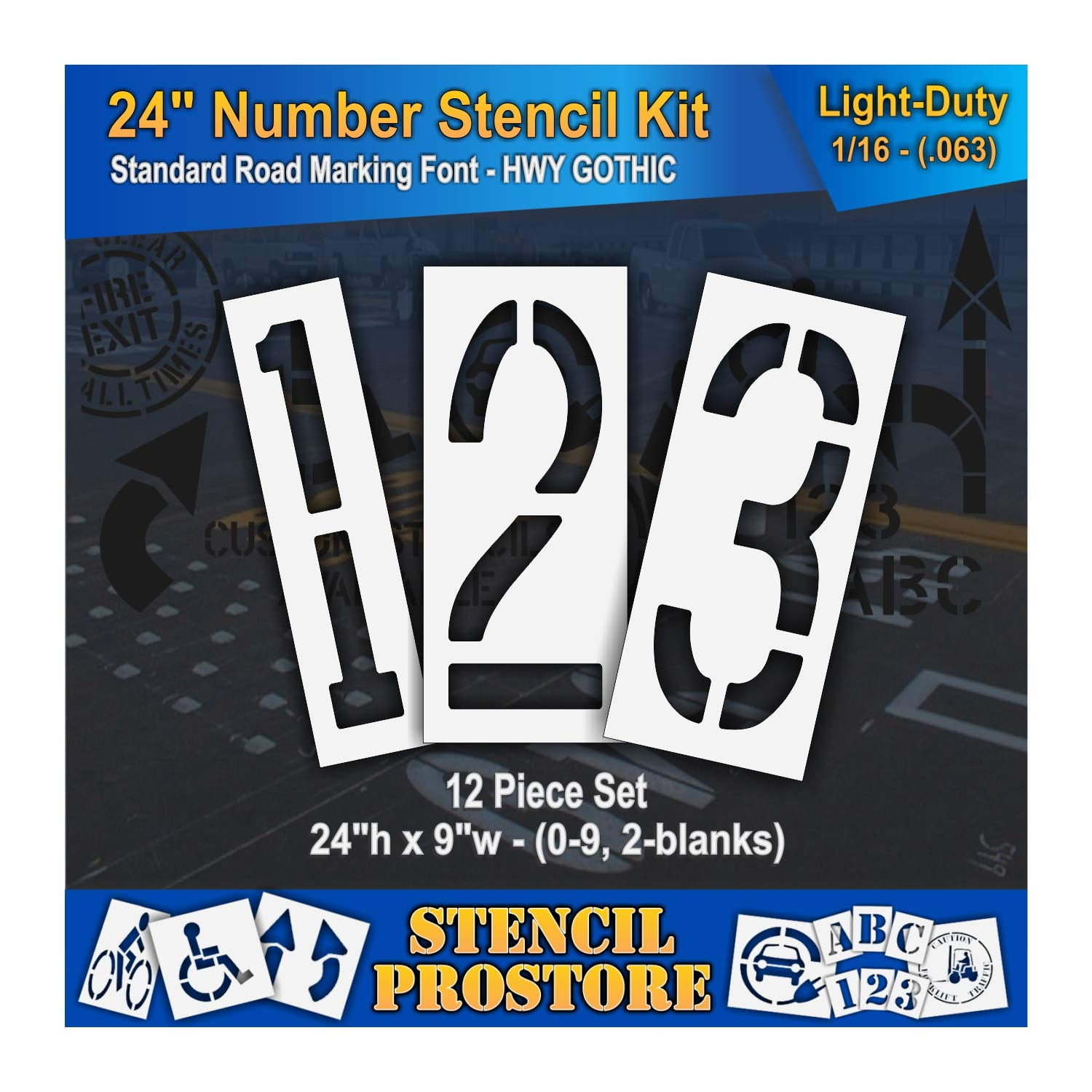 Pavement Stencils - 24 inch Number KIT Stencil Set - (12 Piece) - 24" x ...