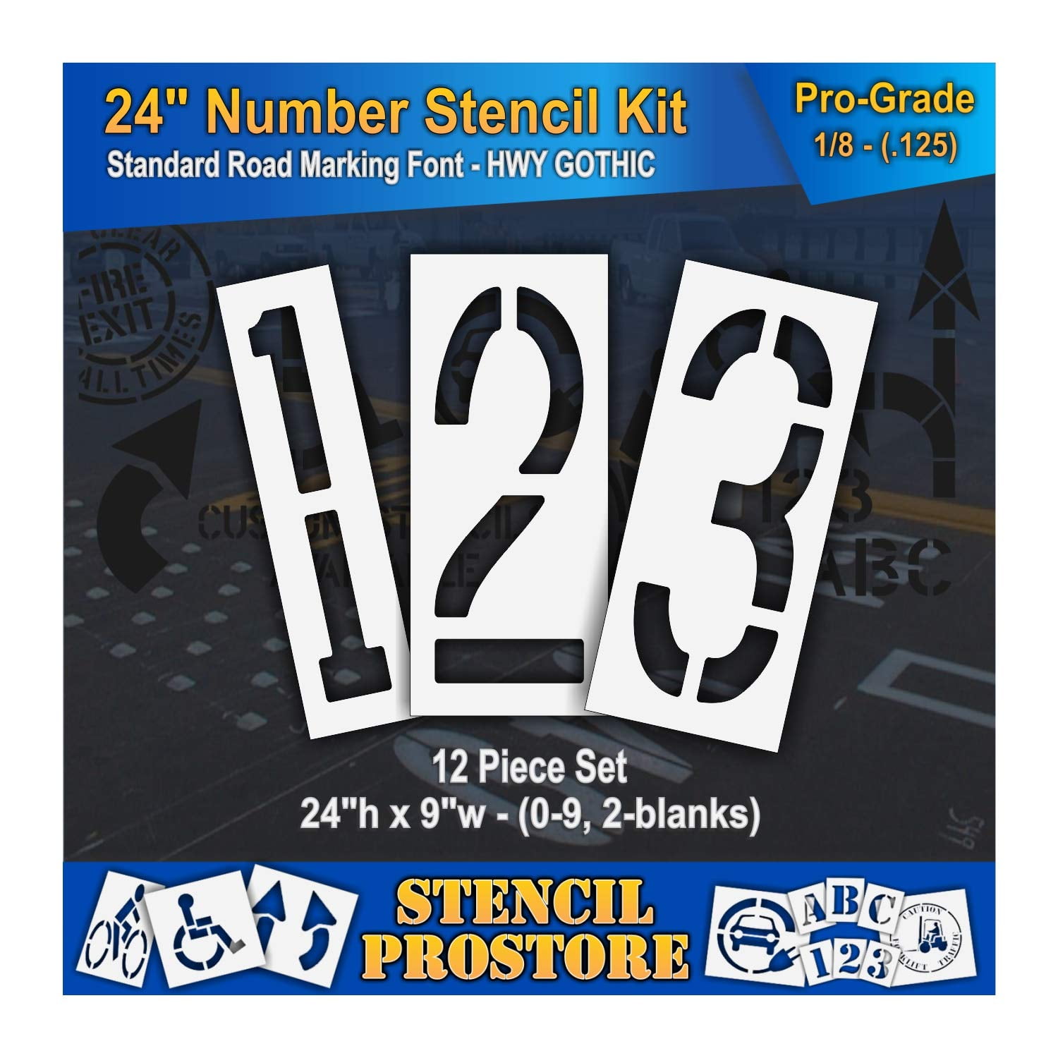 Pavement Stencils - 24 inch Number KIT Stencil Set - (12 Piece) - 24" x ...