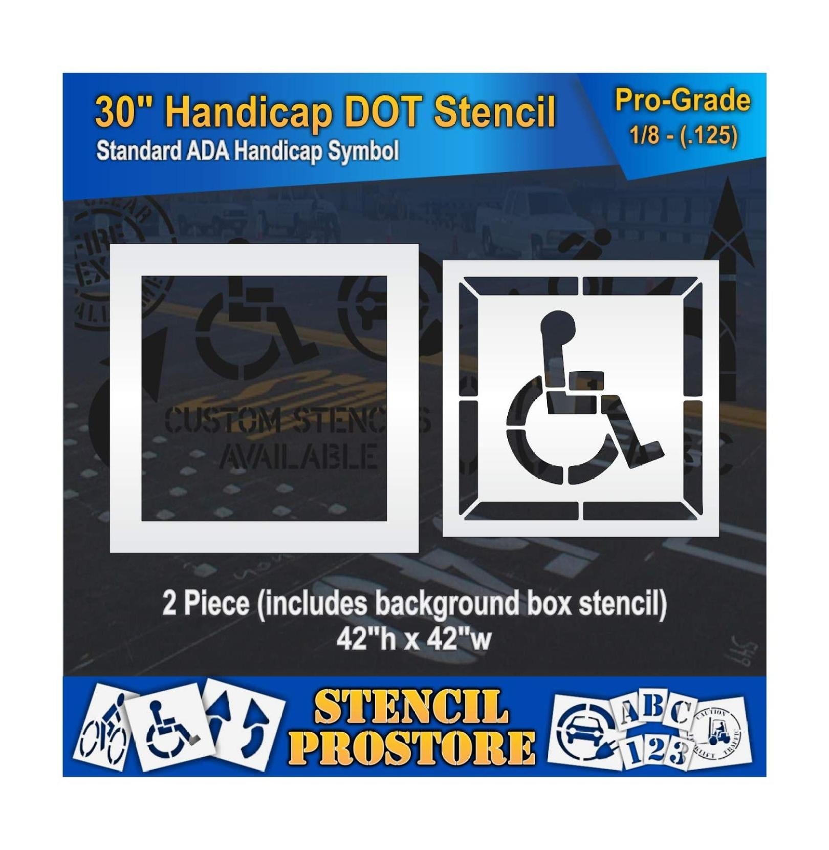 Pavement Stencils - 30 inch - Handicap - ADA Stencil with Border ...