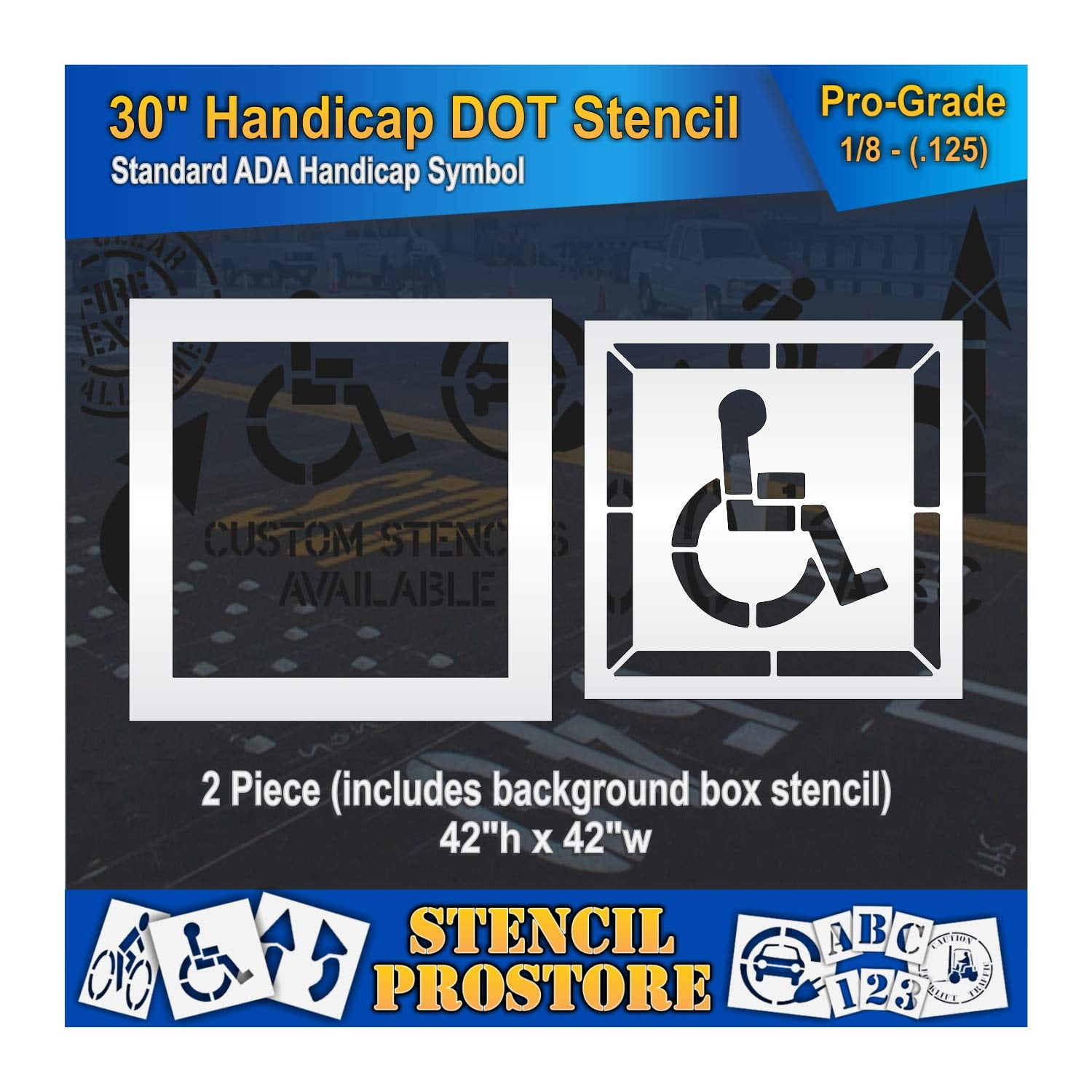 Pavement Stencils - 30 inch - Handicap - ADA Stencil with Border ...