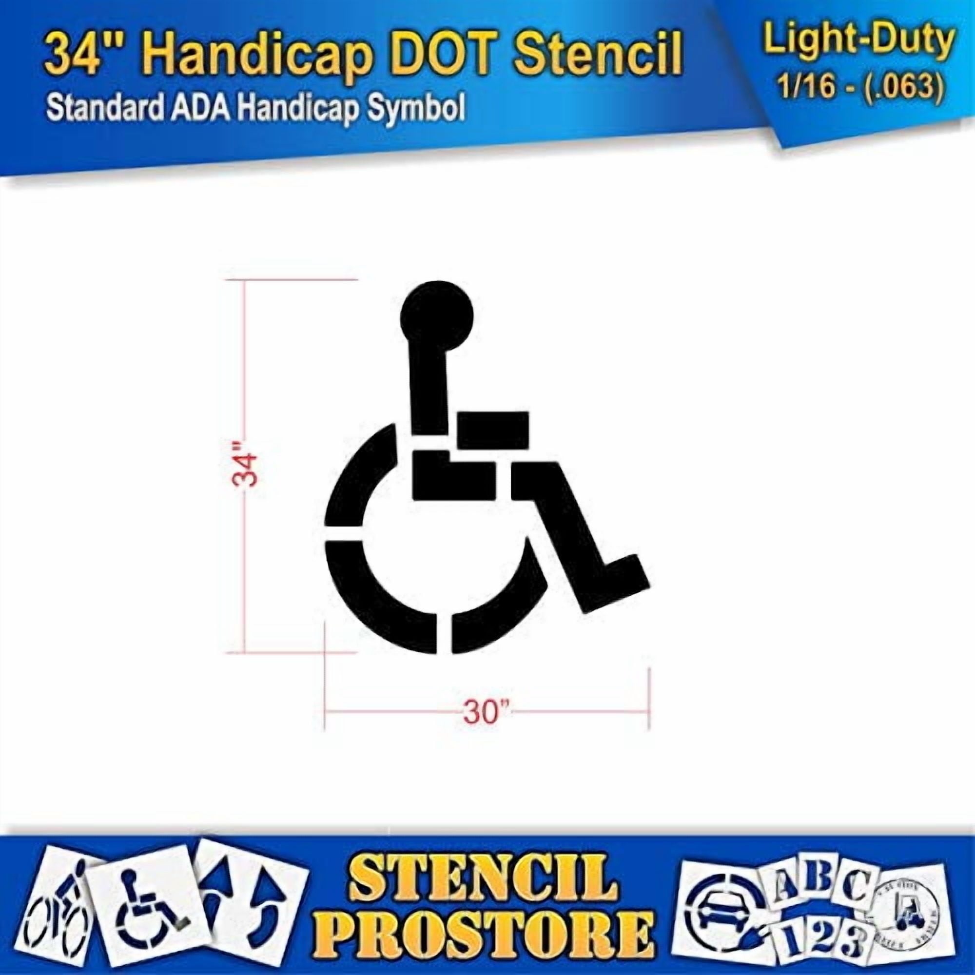 Pavement Stencils - 34 inch - Handicap - ADA Stencil - 34" x 30" x 1/16 ...