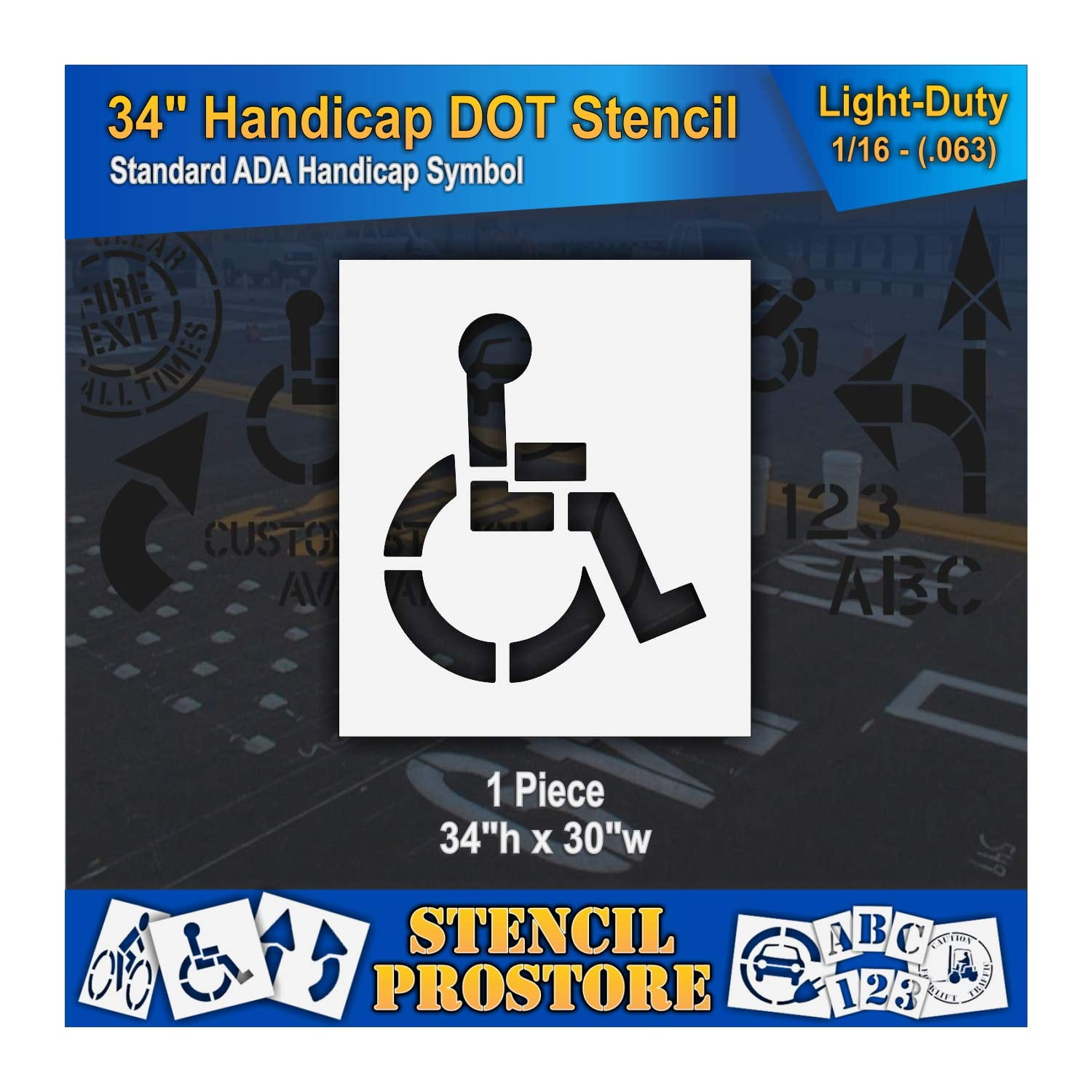 Pavement Stencils - 34 inch - Handicap - ADA Stencil - 34" x 30" x 1/16 ...