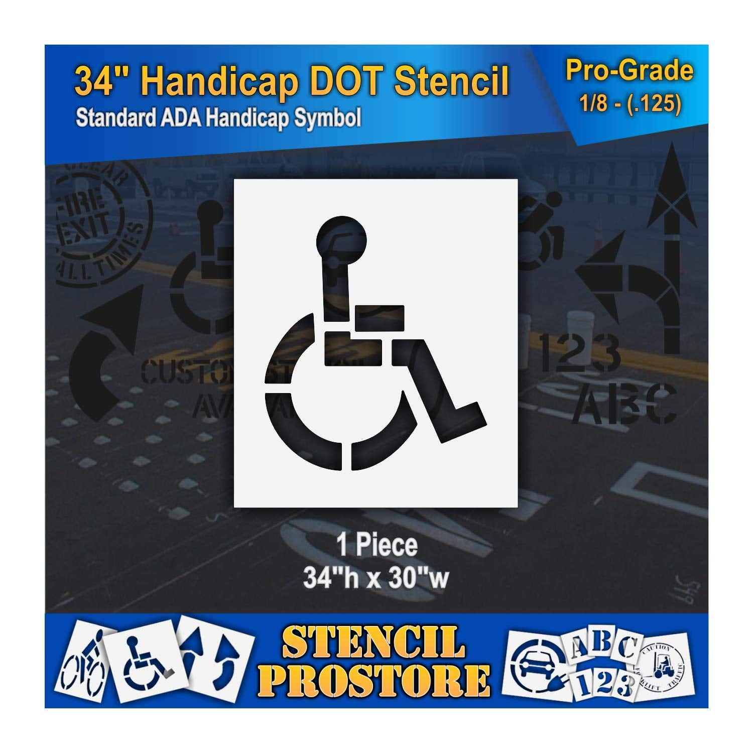 Pavement Stencils - 34 inch - Handicap - ADA Stencil - 34" x 30" x 1/8 ...