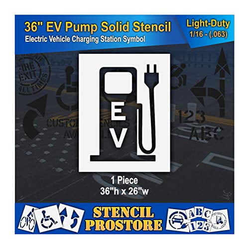 Pavement Stencils - 36 in - Electric Pump with Plug and EV Letters - 36 ...