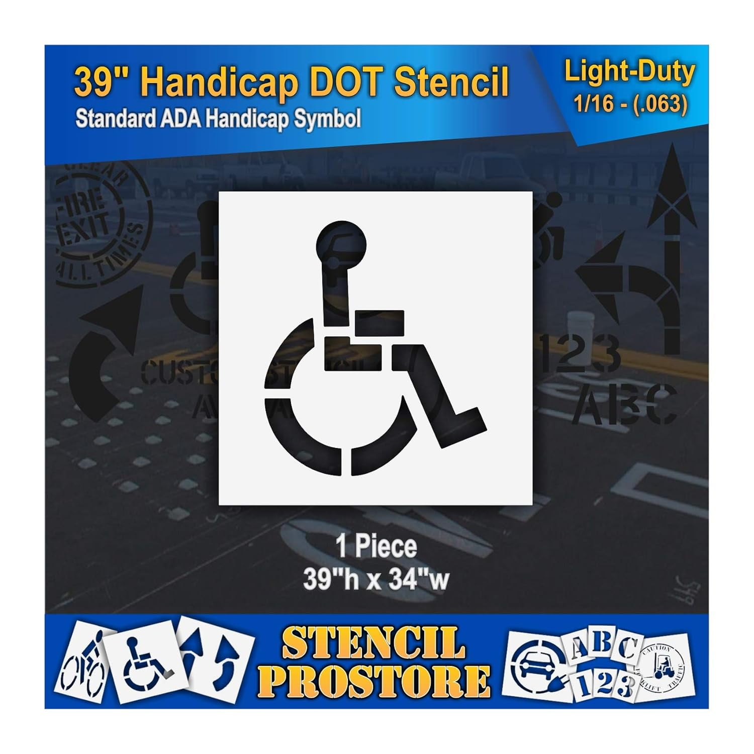 Pavement Stencils - 39 in - Handicap - ADA Stencil - 39" x 34" x 1/16 ...