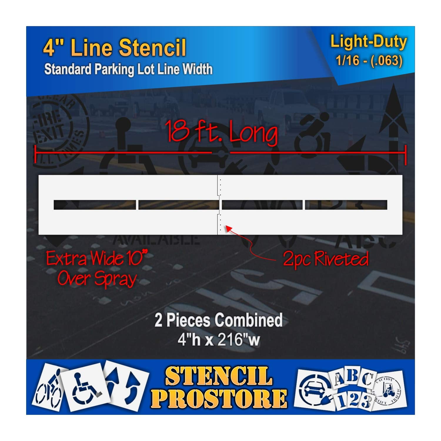Pavement Stencils - 4 inch - Straight LINE Stencil - 4" x 216" x 1/16 ...