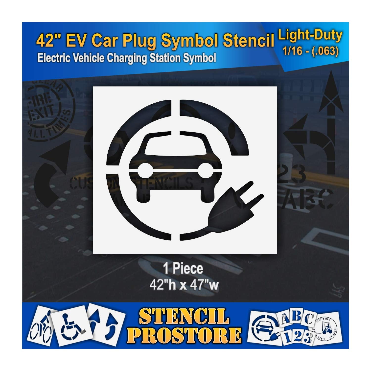 Pavement Stencils - 42 in - Electric Vehicle Symbol Encircled by Plug ...