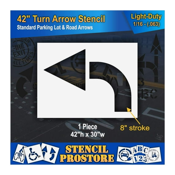 Pavement Stencils - 42 inch - Curved/Turn Arrow Stencil - 42" x 30" x 1 ...