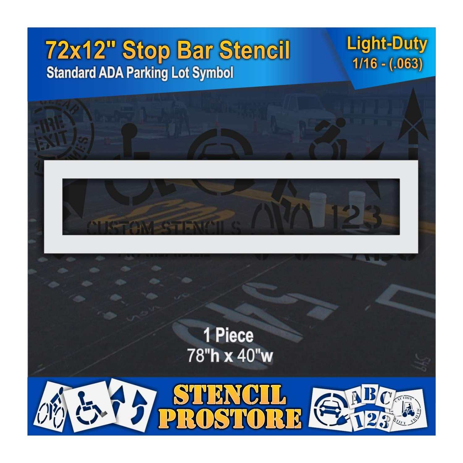 Pavement Stencils - 72 inch - Stop BAR Stencil for Road Intersections - 72" x 12" x 1/16" (63 ...