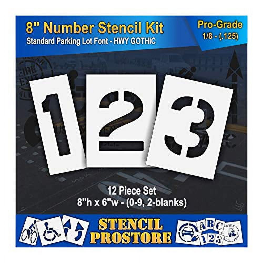 Pavement Stencils - 8 inch Number KIT Stencil Set - (12 Piece) - 8" x 6 ...
