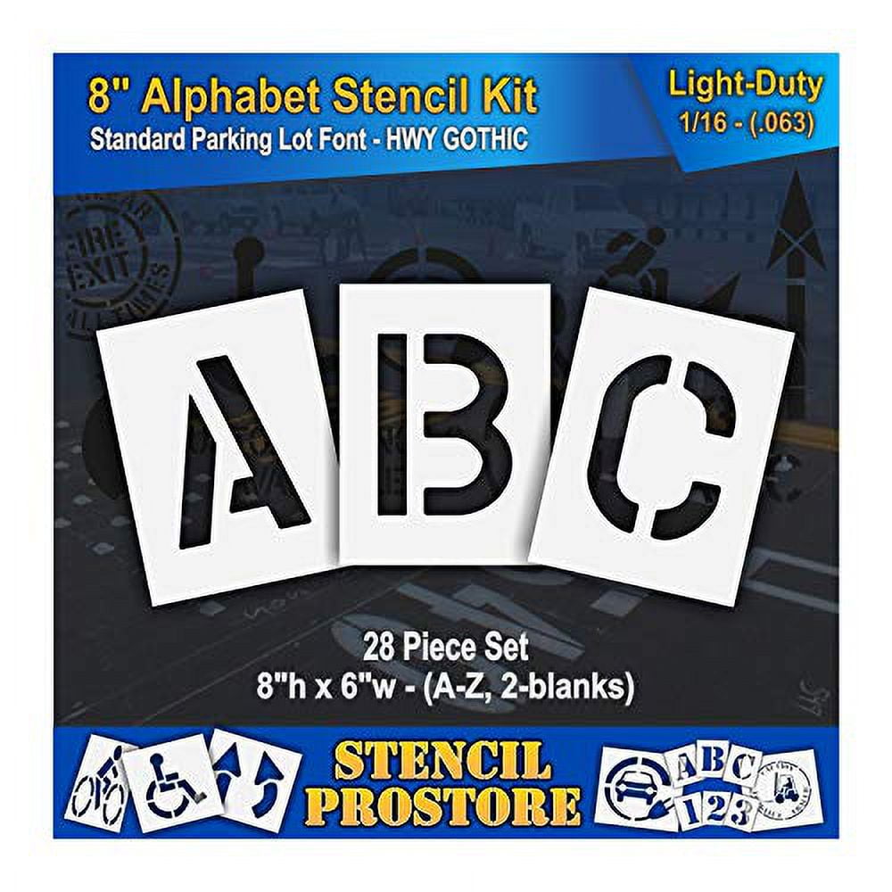 Pavement Stencils - 8 inch Alphabet KIT Stencil Set - (28 Piece) - 8" x ...