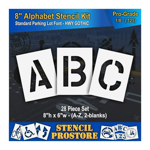 Pavement Stencils - 8 inch Alphabet KIT Stencil Set - (28 Piece) - 8" x ...