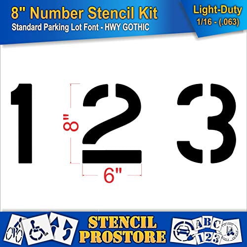 Pavement Stencils - 8 inch Number KIT Stencil Set - (12 Piece) - 8" x 6 ...