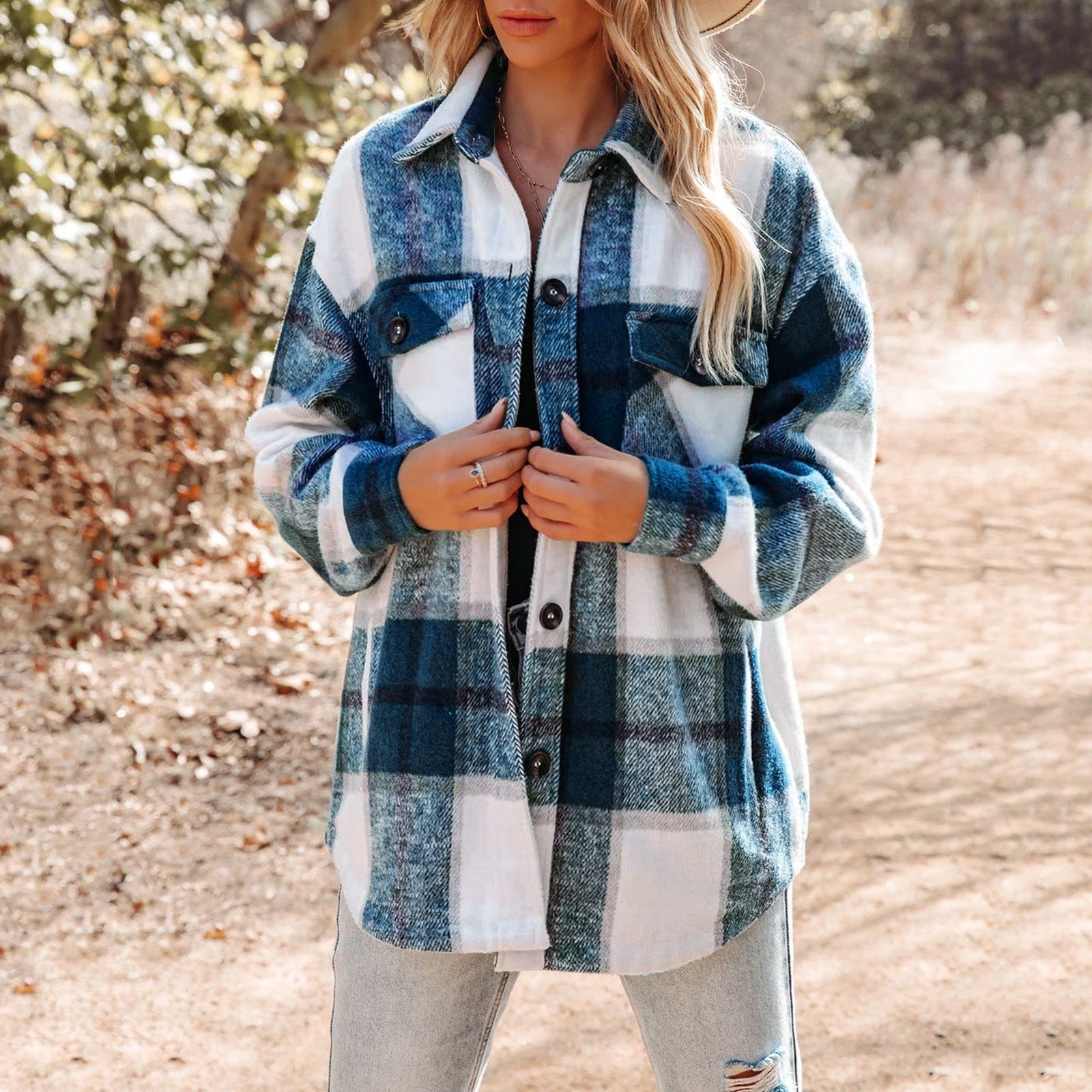 Pavied Flannel Shirt Women Plaid Shirts Women's Flannel Plaid Shacket ...