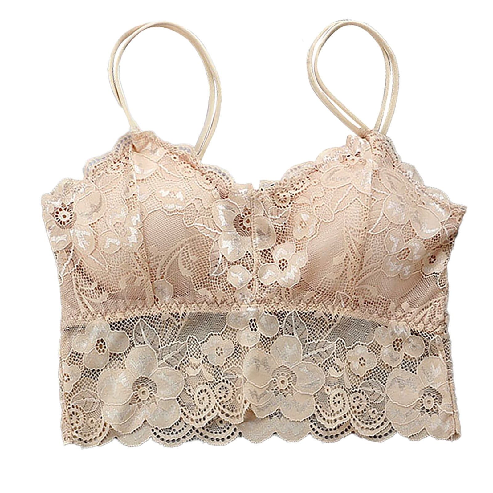 Pavied Lace Bra Wireless Bras Non Ring Gathered Comfortable Bra Simple ...