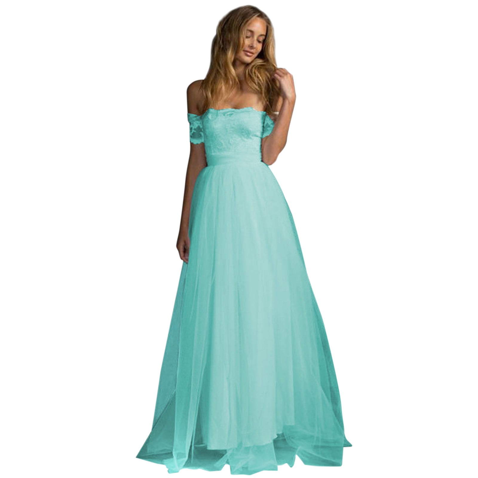 Pavied Prom Dress Lace Dress Long Dress Off Shoulder Ruched Tulle ...