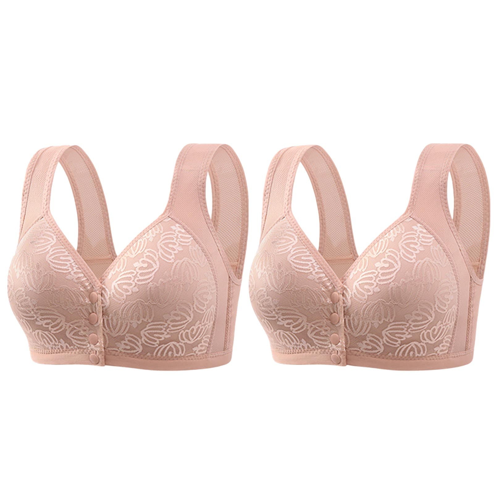 Pavied Push Up Bra Wireless Bras Front Closure Bras 2 PC Daisy Bras For ...