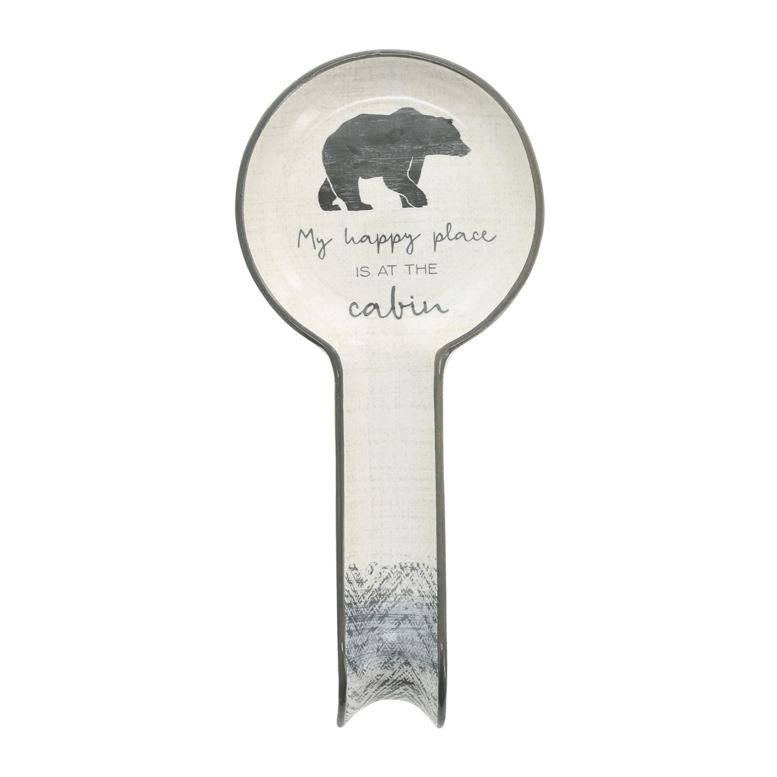 Pavilion - At The Cabin - Bear 9.25" Stoneware Ceramic Spoon Rest ...