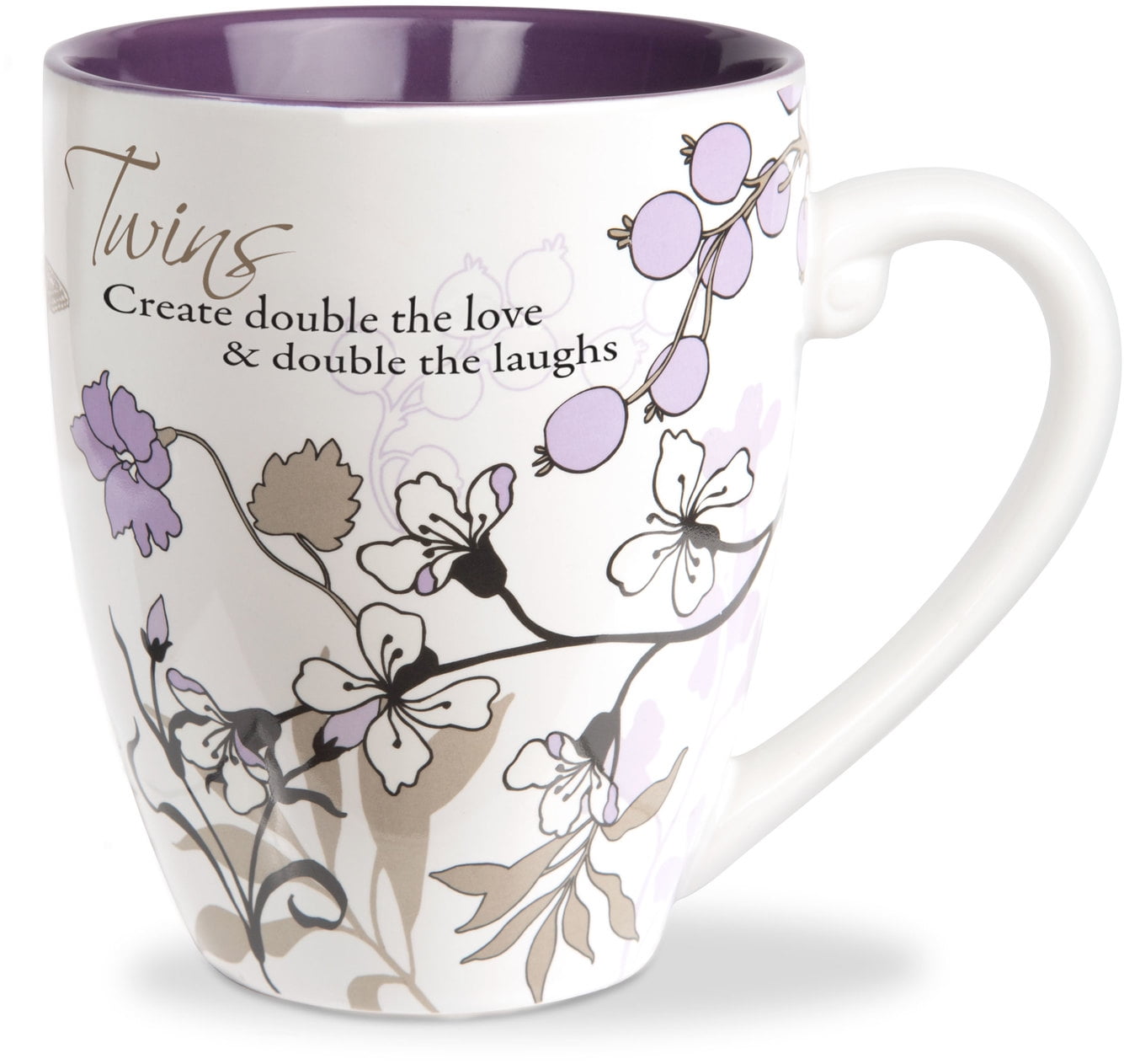 Pavilion Gift Company Tea Cup Coffee Mug Twins, 20 Oz, Purple Floral ...